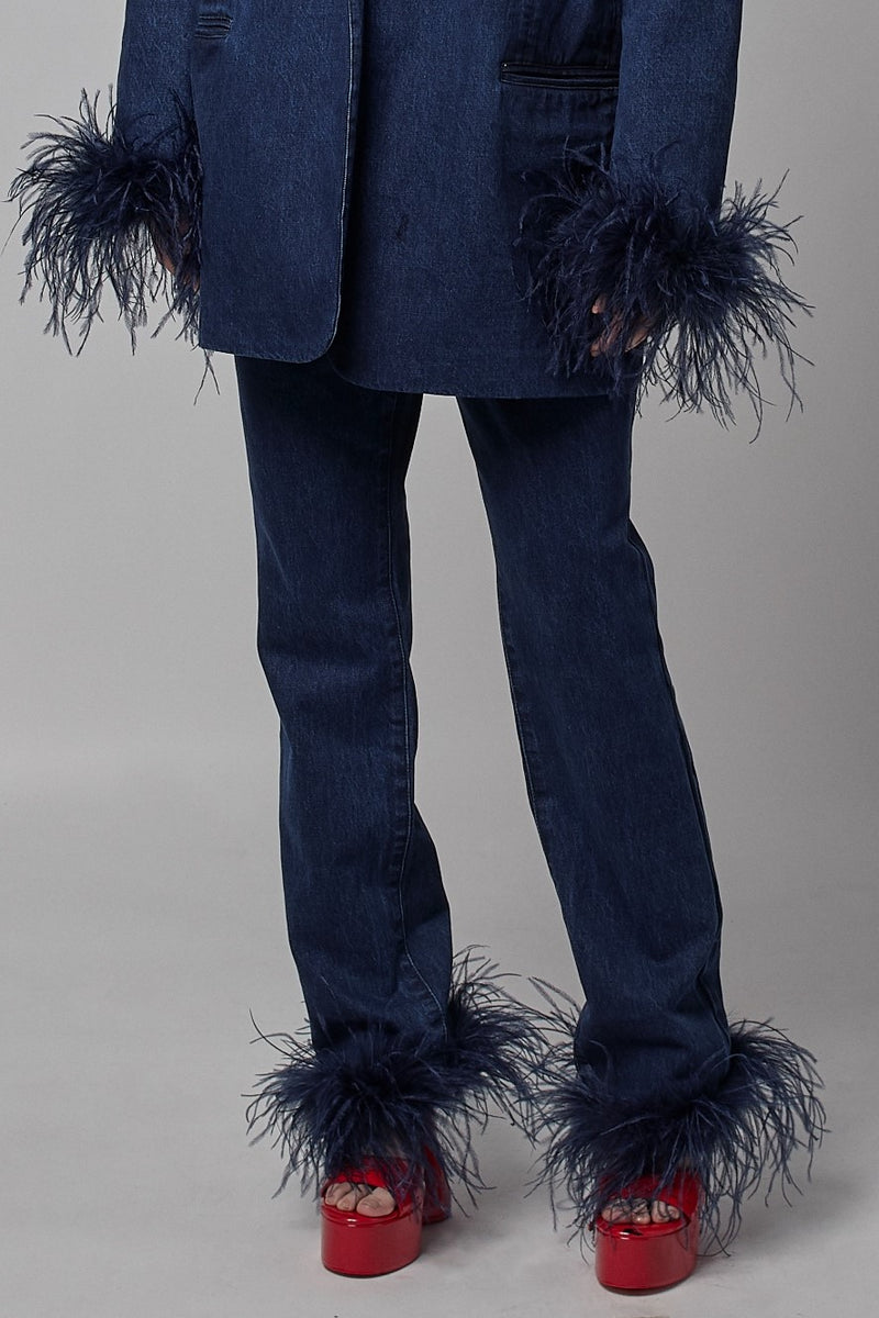 Feather Trim Jeans